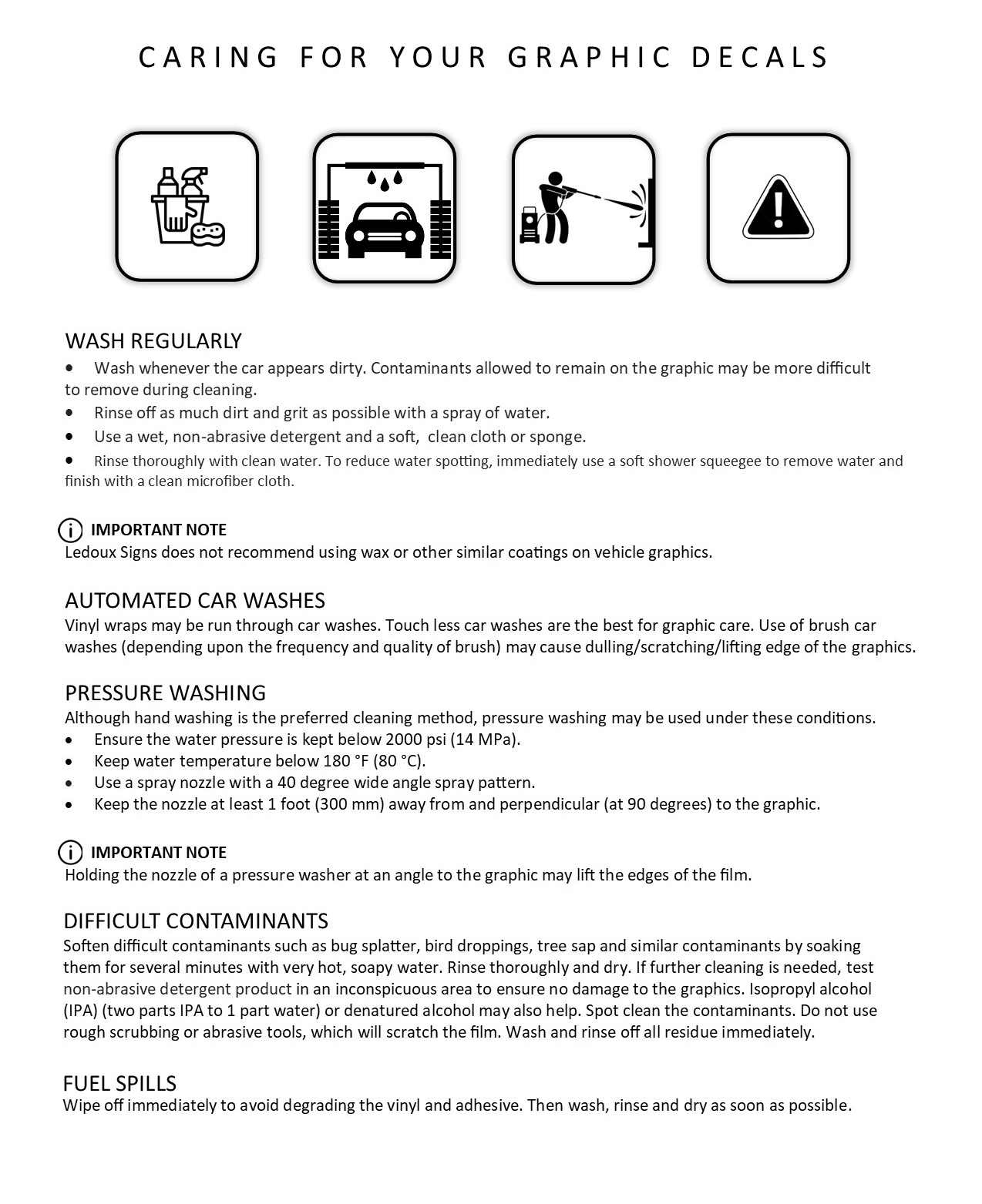 Decal Install and Care – LeDoux Signs